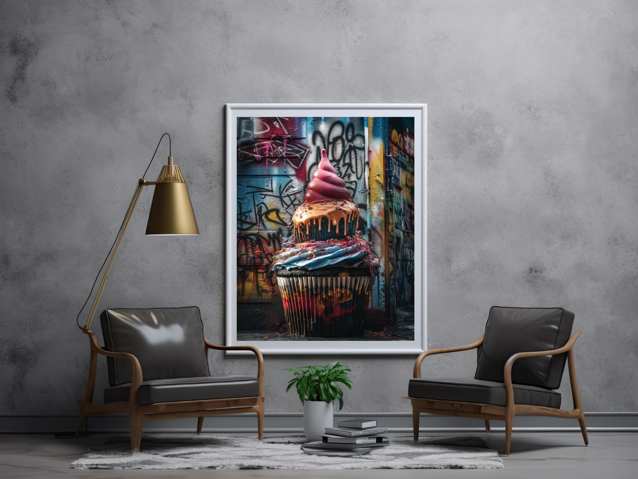 Cupcake Graffiti Wall Art Colorful Cupcake Digital Art - Etsy