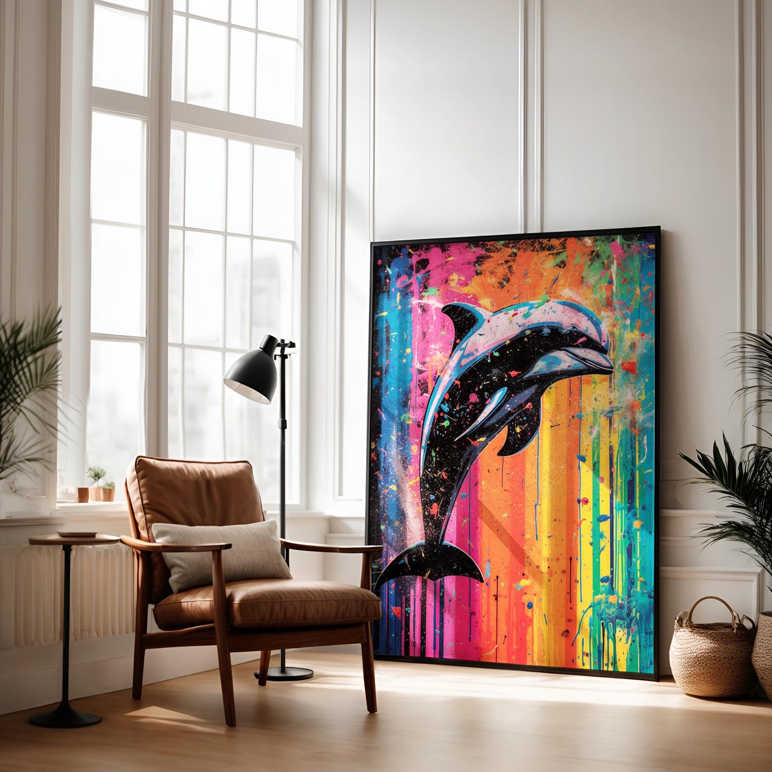 Dolphin Graffiti Wall Art, Printable Digital, Colorful Dolphin Wall ...