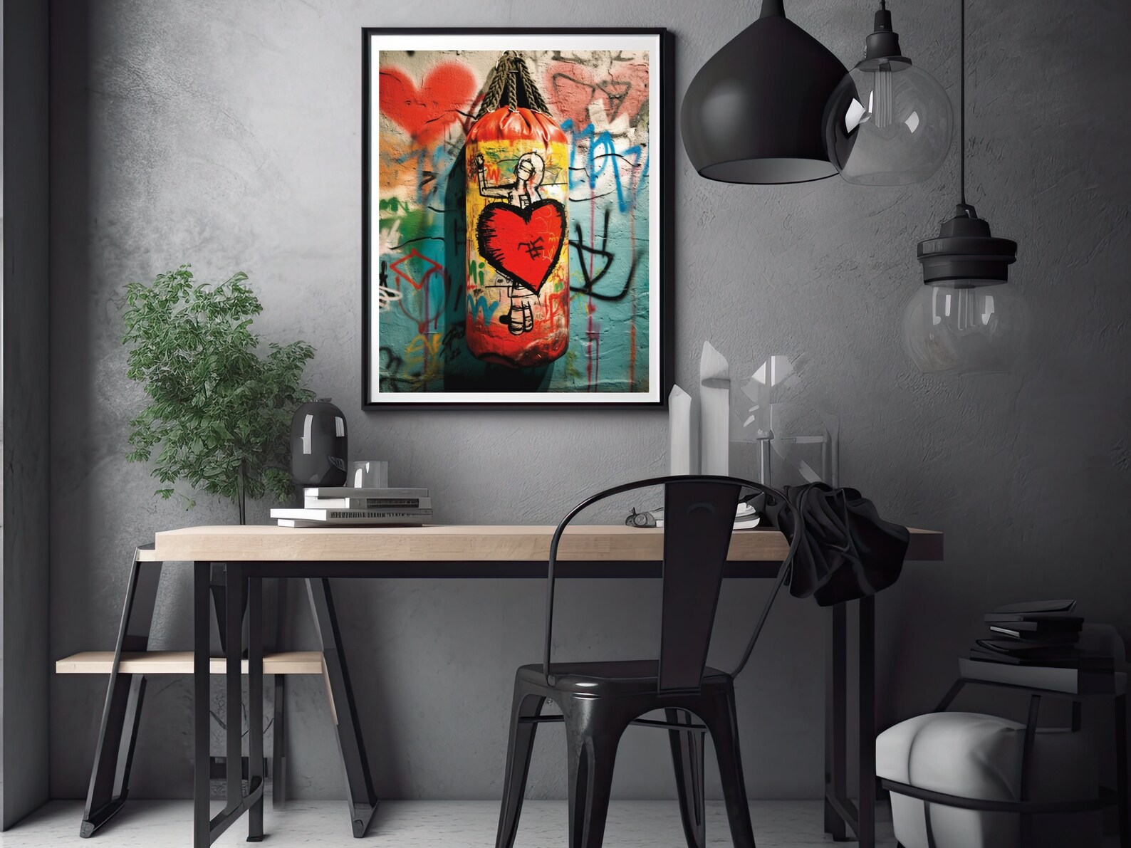 Punching Bag Graffiti Wall Art, Printable Digital, Colorful Boxing Wall ...
