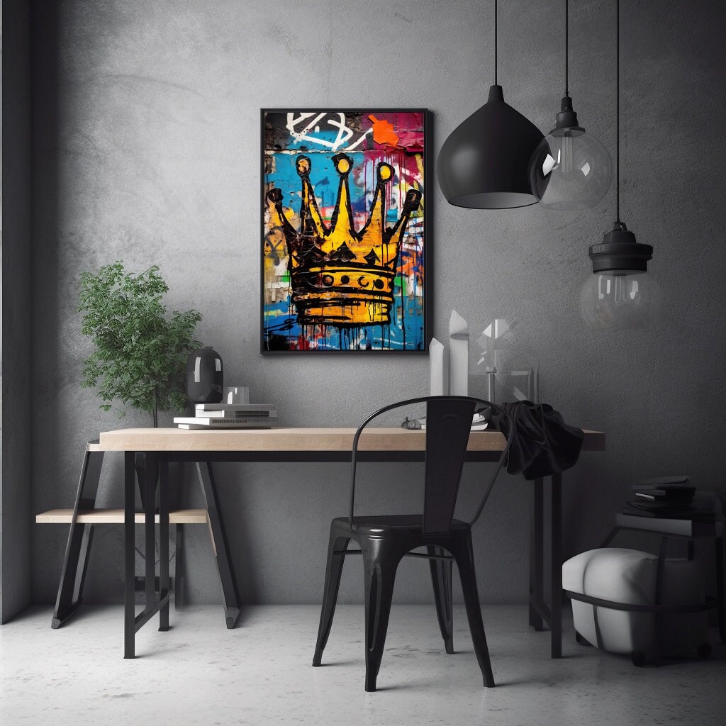 Abstract Royal Crown Graffiti Wall Art Colorful King Crown - Etsy