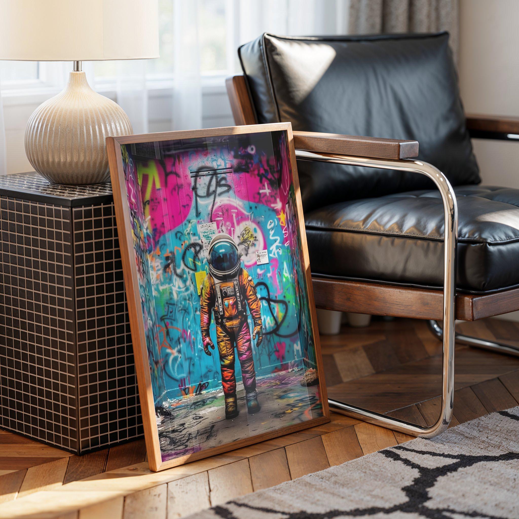 Astronaut Graffiti Wall Art, Printable Digital, Space Astronaut Wall ...