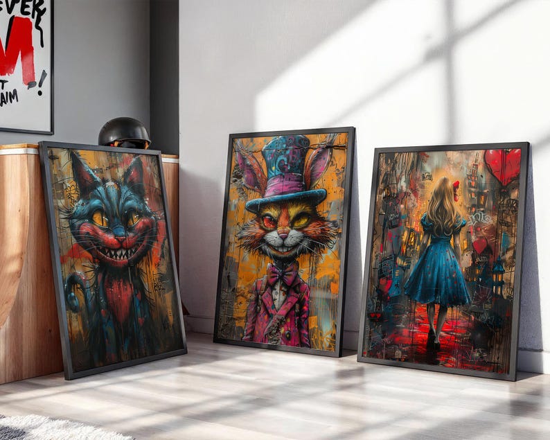 Alice in Wonderland Graffiti Wall Prints, Gallery Wall Set, Set of 3 ...