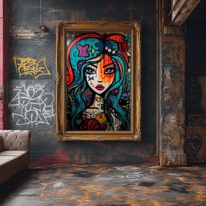 Colorful Mermaid Graffiti Wall Art, Digital Download, Under the Sea Art ...