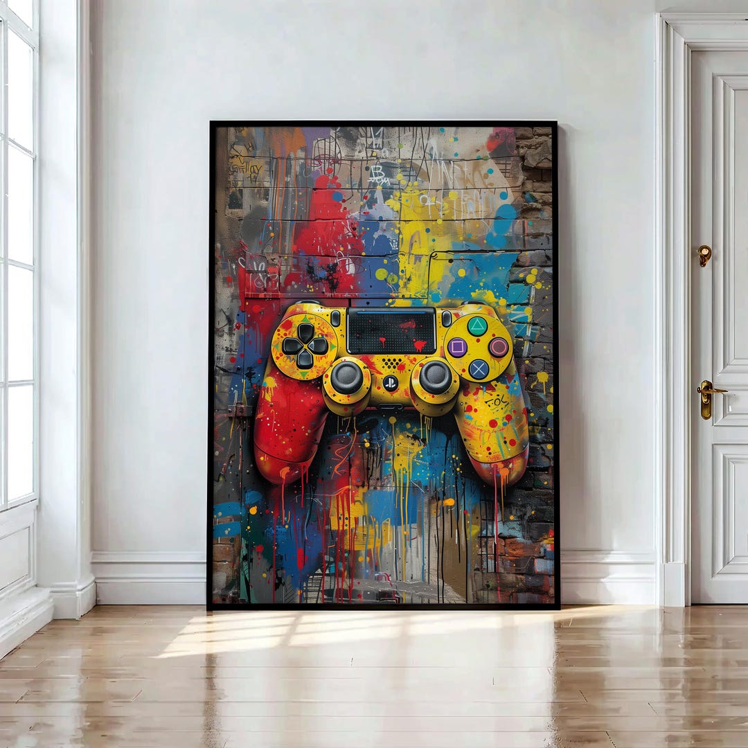 Gaming Console Graffiti Art Print, Urban Game Room Decor, Street Art ...