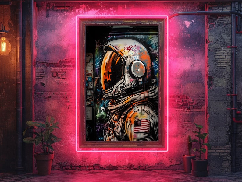 Astronaut Graffiti Wall Art, Astronaut Digital Print, Space Travel ...