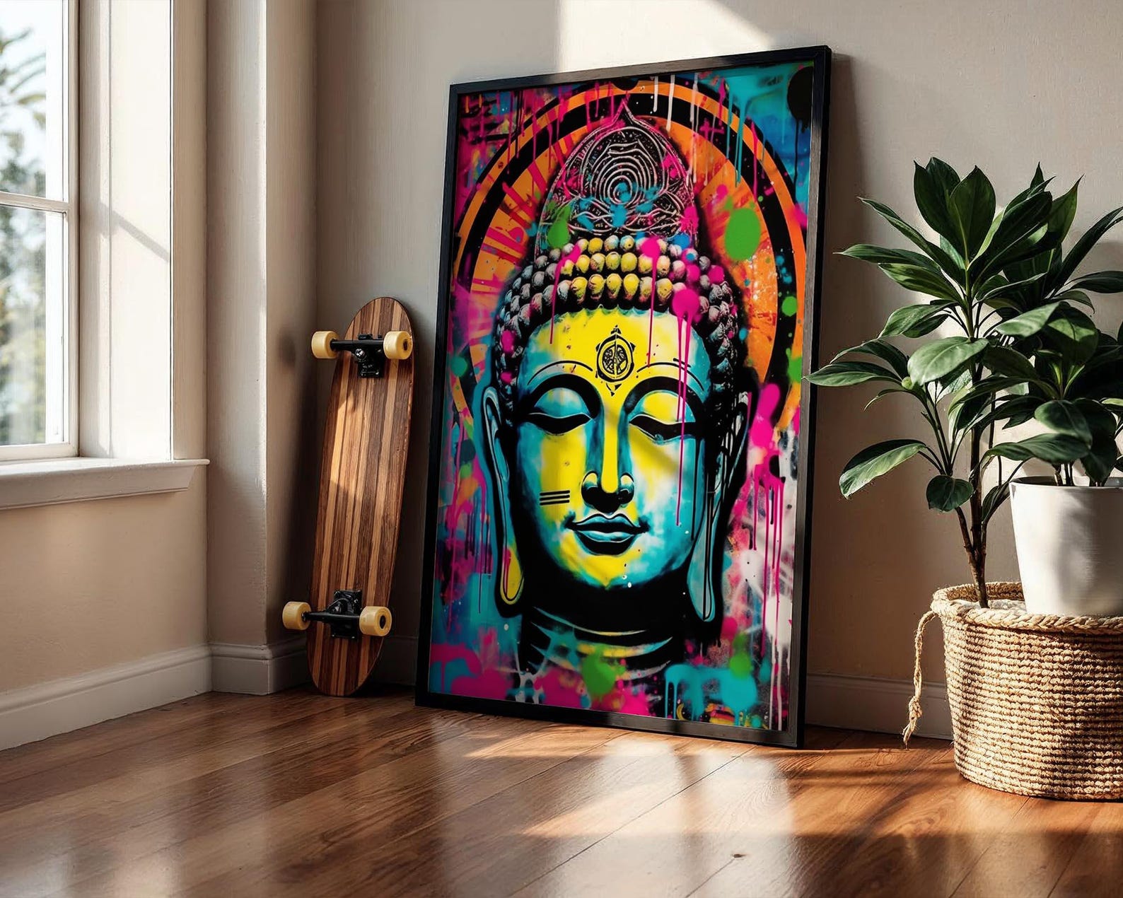 Buddha Graffiti Wall Art, Digital Download, Abstract Colorful Buddha ...