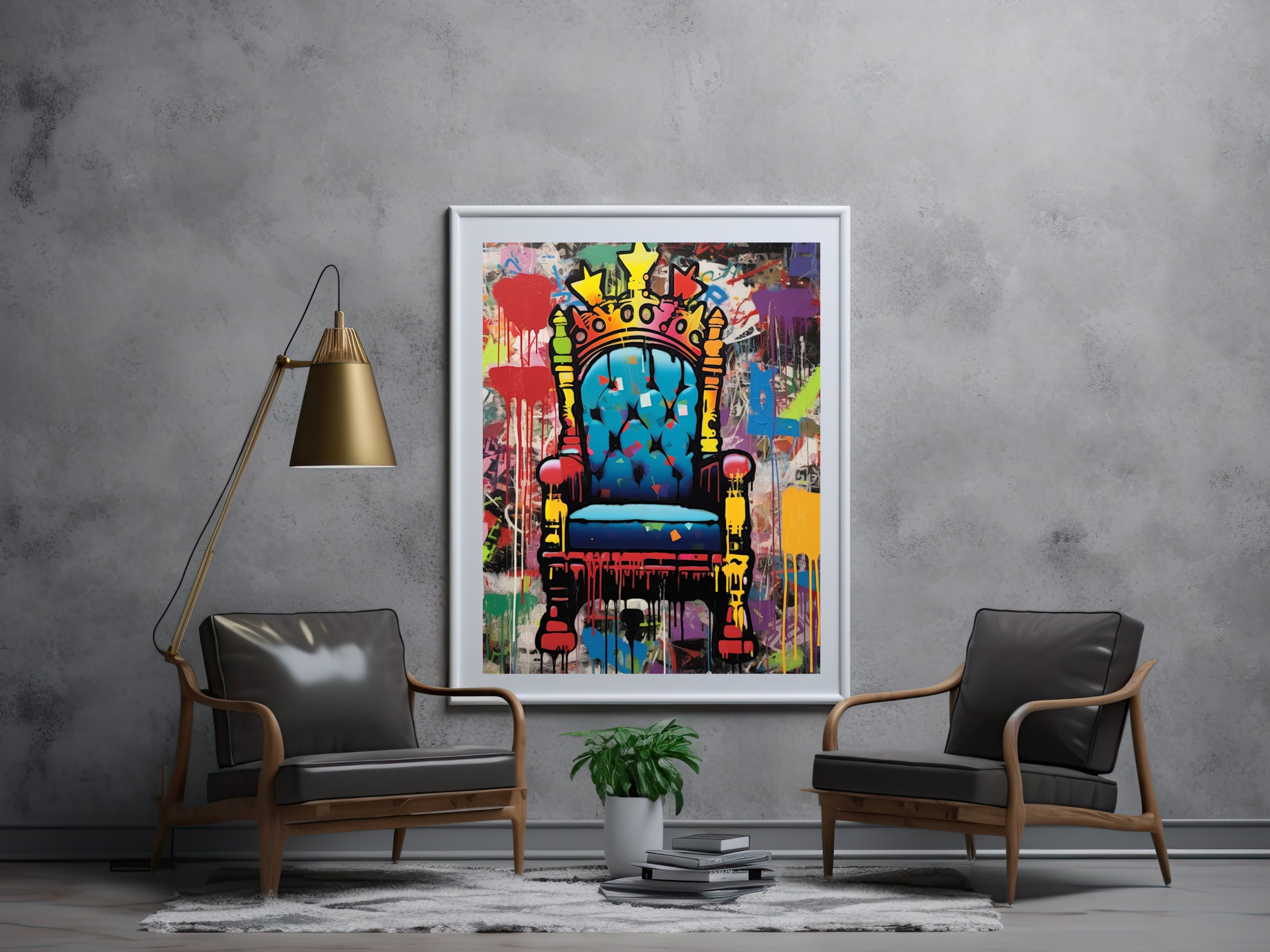 Royal Throne Graffiti Wall Art Throne Chair Art Print - Etsy