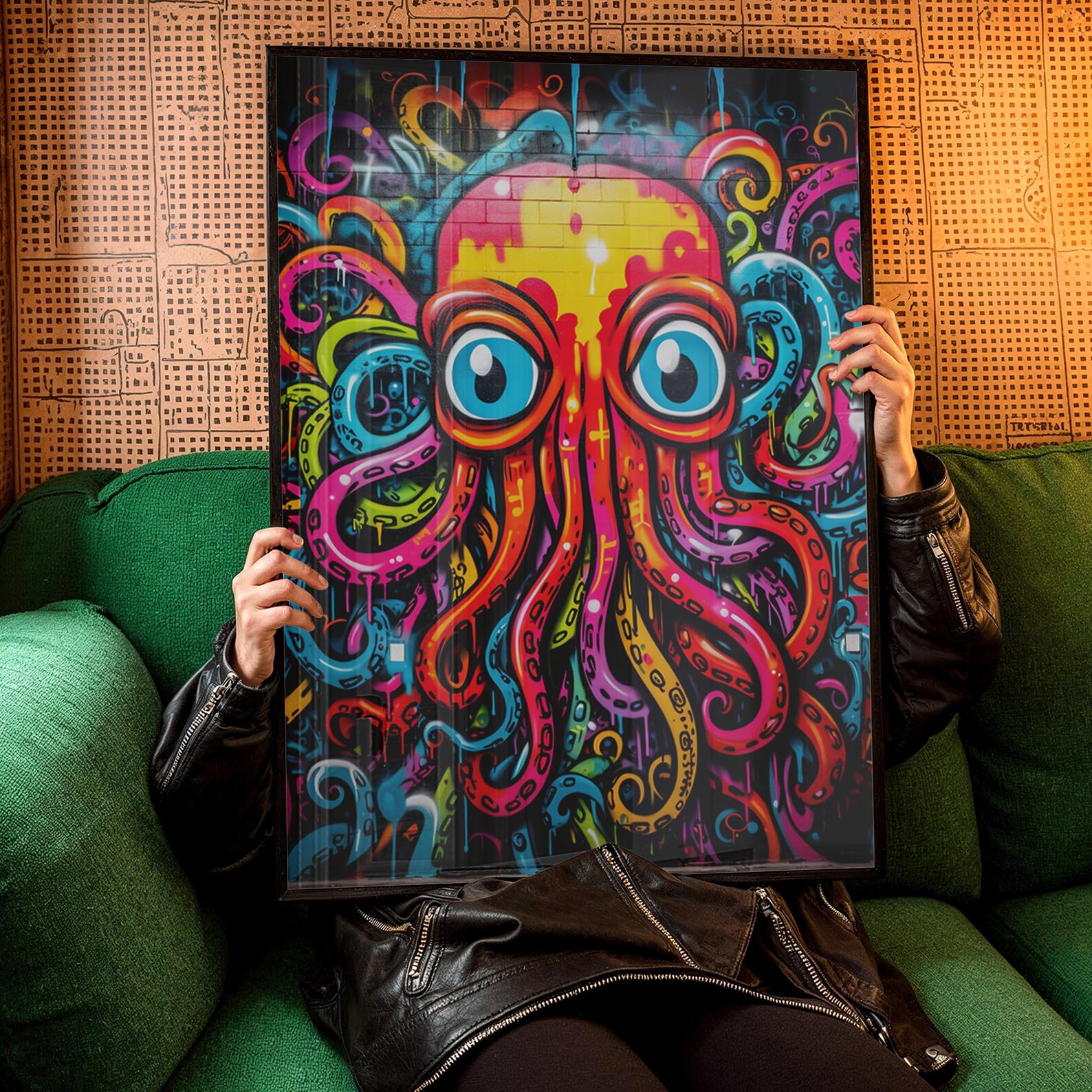 Urban Octopus Graffiti Print, Colorful Wall Art, Street Style Animal ...
