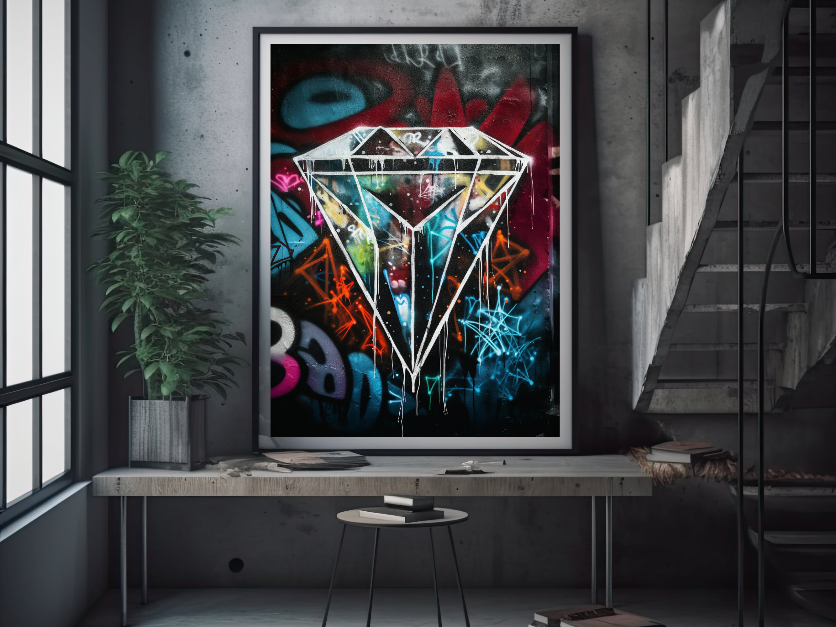 Diamond Graffiti Wall Art Digital Download Print Modern - Etsy