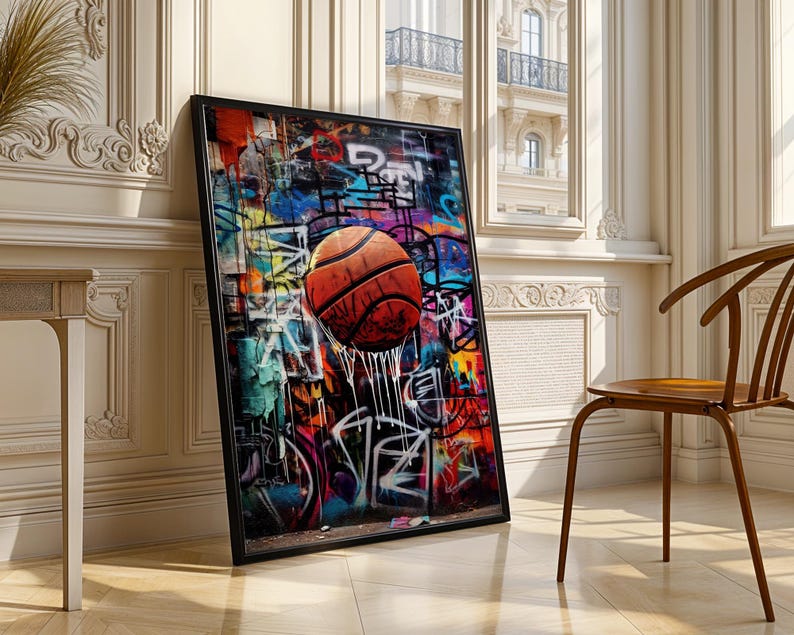 Colorful Basketball Graffiti Wall Art, Printable Digital, Basketball ...