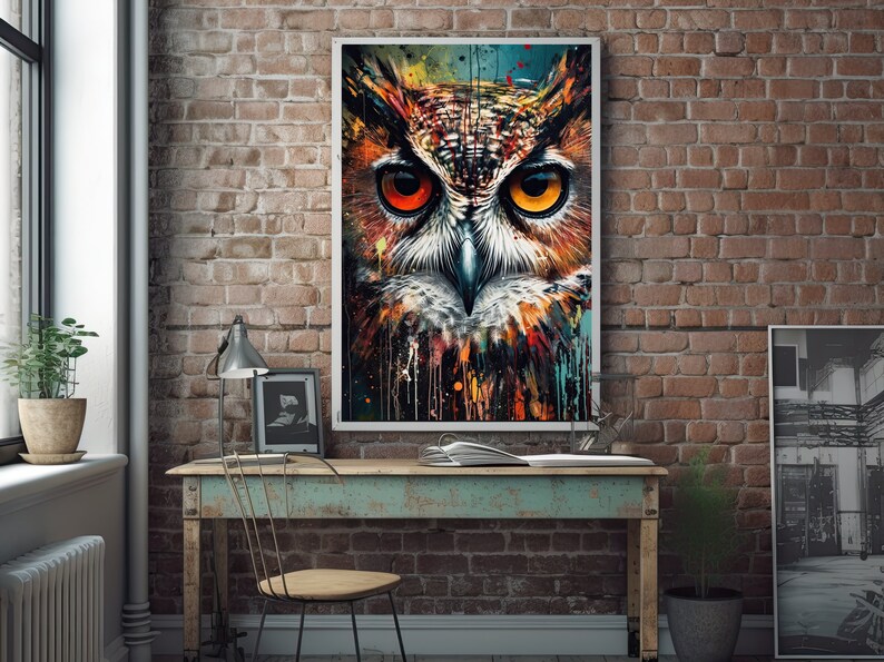 Owl Graffiti Wall Art Digital Download Colorful Owl Street - Etsy