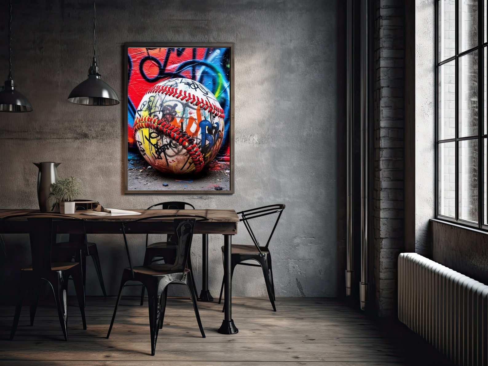 Baseball Graffiti Wall Art, Digital Print, Colorful Sports Wall Decor ...