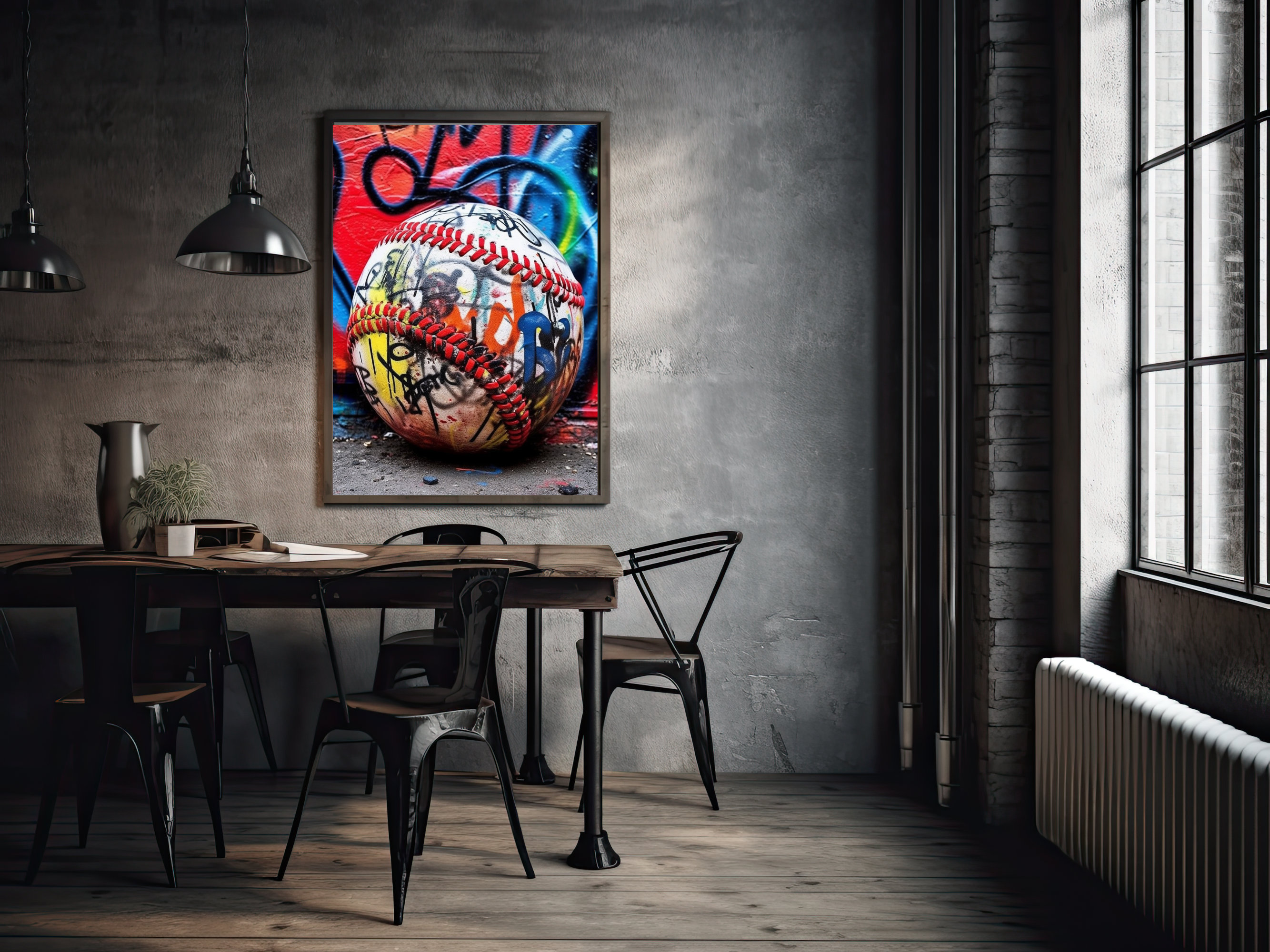 Baseball Graffiti Wall Art, Digital Print, Colorful Sports Wall Decor ...