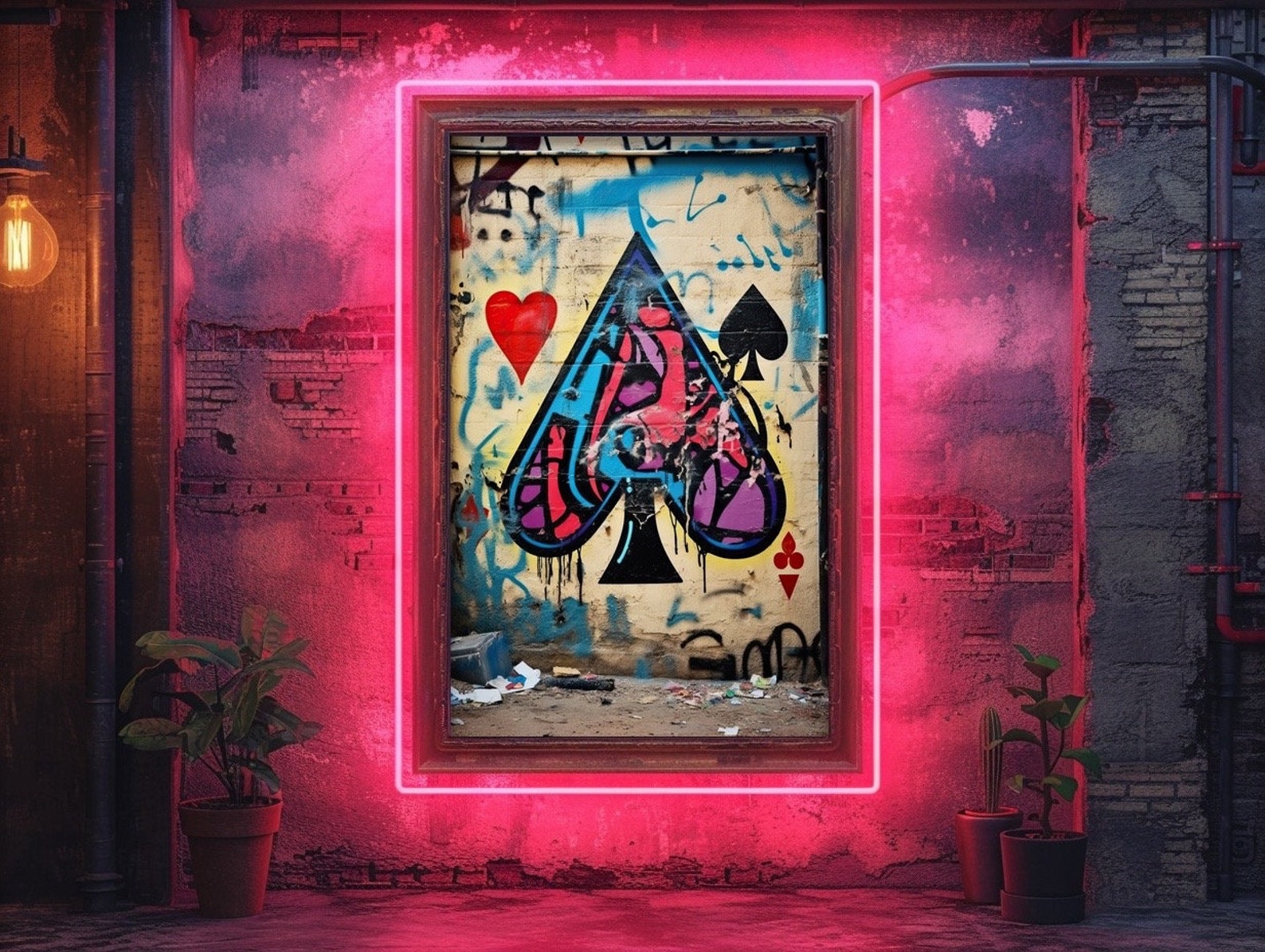 Ace of Spades Graffiti Wall Art, Printable Digital Colorful Playing ...