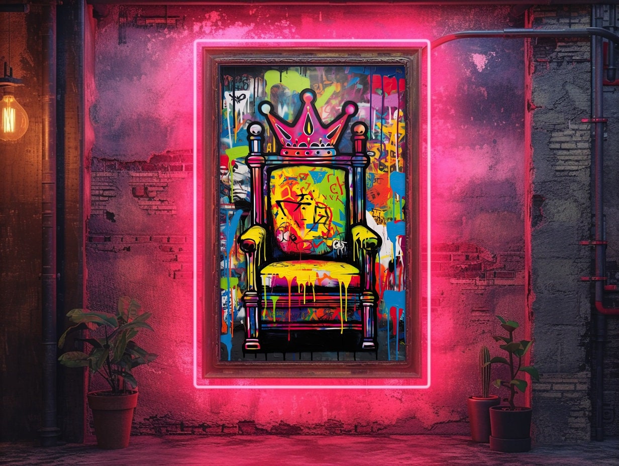 Royal Throne Graffiti Wall Art, Digital Download, Colorful Throne Chair ...