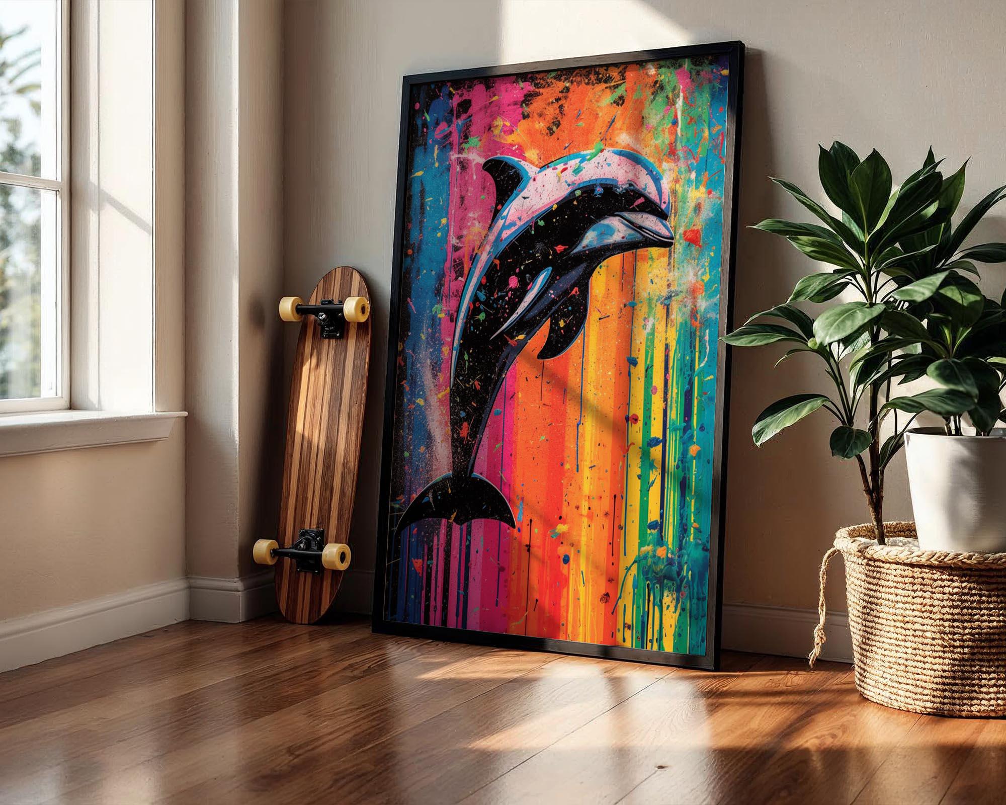 Dolphin Graffiti Wall Art, Printable Digital, Colorful Dolphin Wall ...