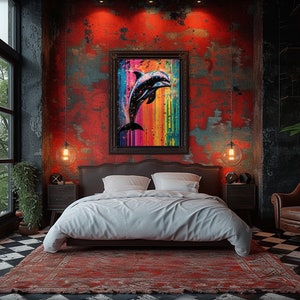 Dolphin Graffiti Wall Art, Printable Digital, Colorful Dolphin Wall ...