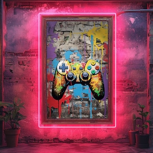 Gaming Graffiti Wall Art, Gamepad Painting, Game Controller Digital Art ...