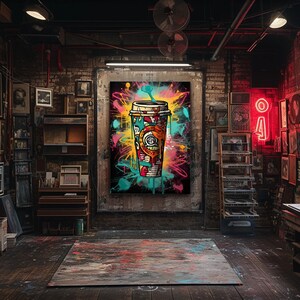 Coffee Cup Graffiti Wall Art, Digital Download, Coffee Wall Decor ...