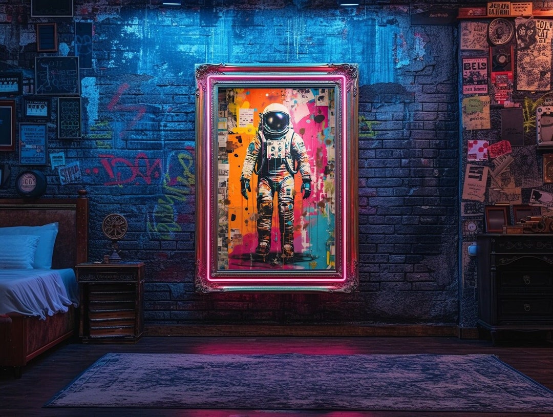 Graffiti Astronaut Art, Space Explorer Digital Print, Spaceman Wall ...