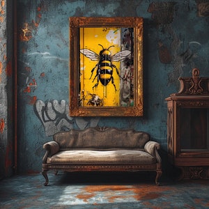 Colorful Bee Street Art, Urban Honey Bee Digital Print, Graffiti Style ...