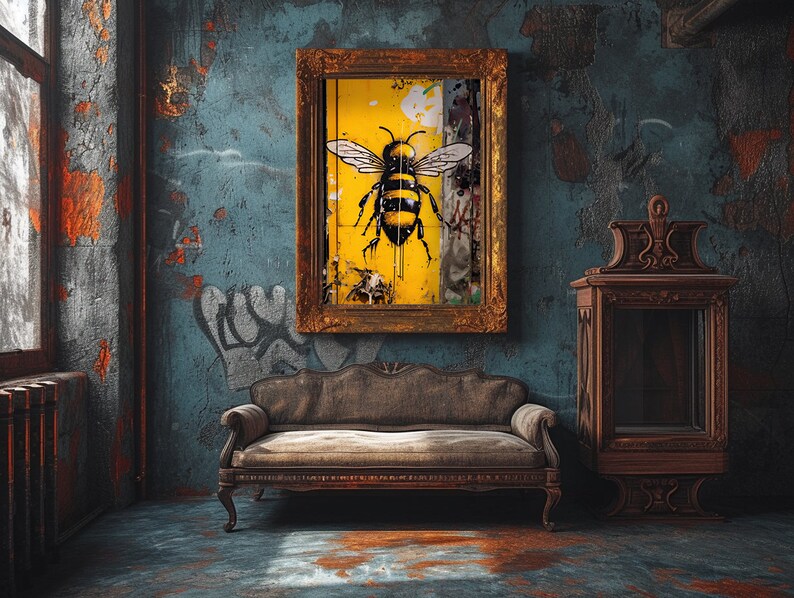 Colorful Bee Street Art, Urban Honey Bee Digital Print, Graffiti Style ...