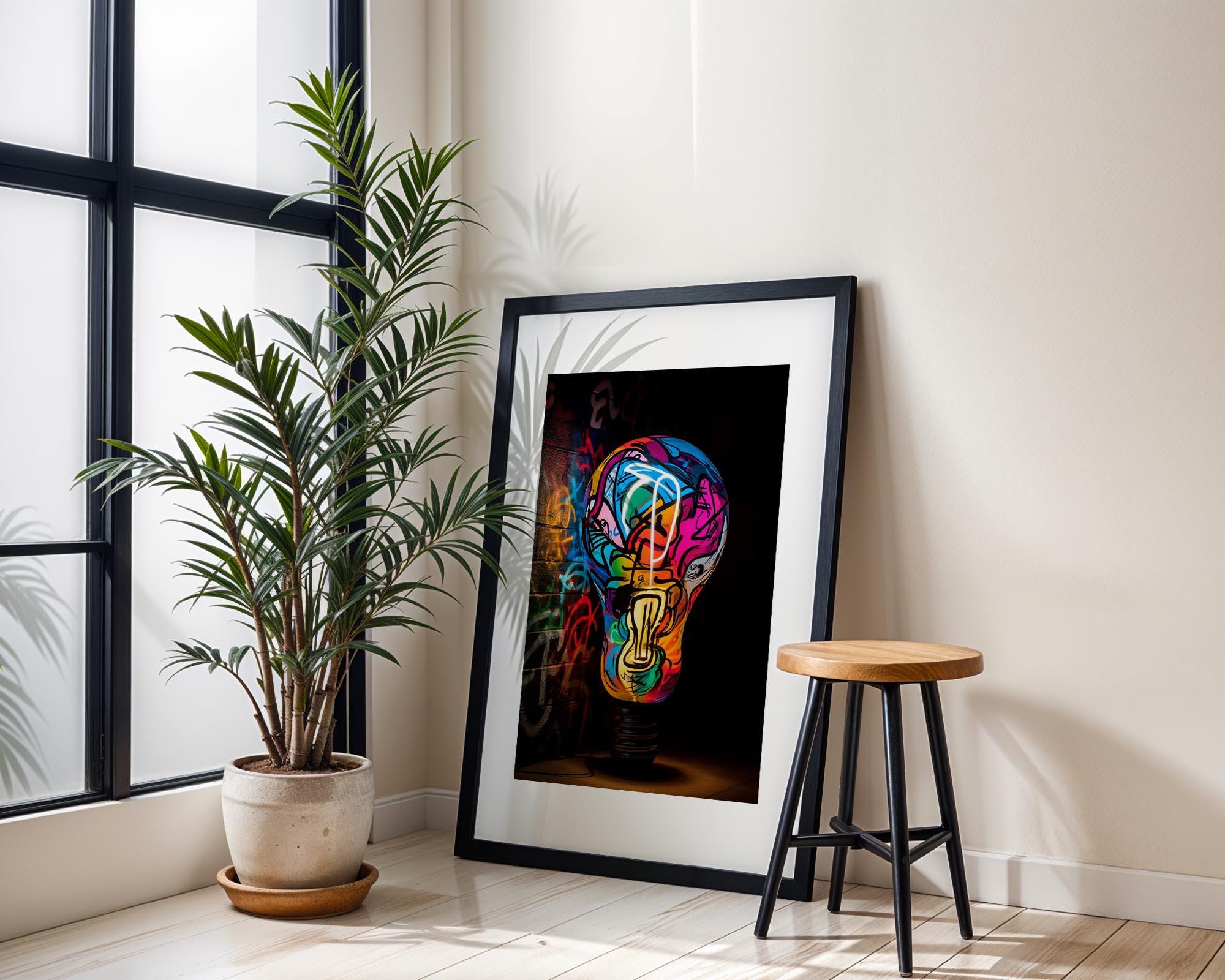 Light Bulb Graffiti Wall Art, Digital Download Print, Modern Street Art ...