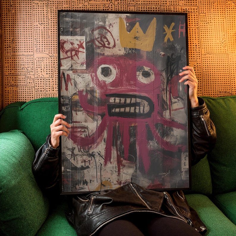 Octopus Graffiti Wall Art, Neo-expressionist Wild Sea Creature Print ...