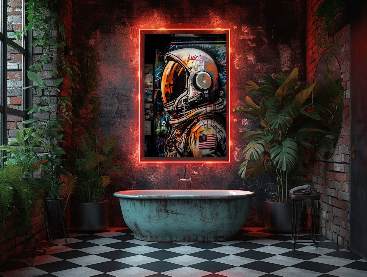 Astronaut Graffiti Wall Art, Astronaut Digital Print, Space Travel ...