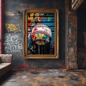 Baseball Graffiti Wall Art, Sports Graffiti Print, Modern, Urban ...