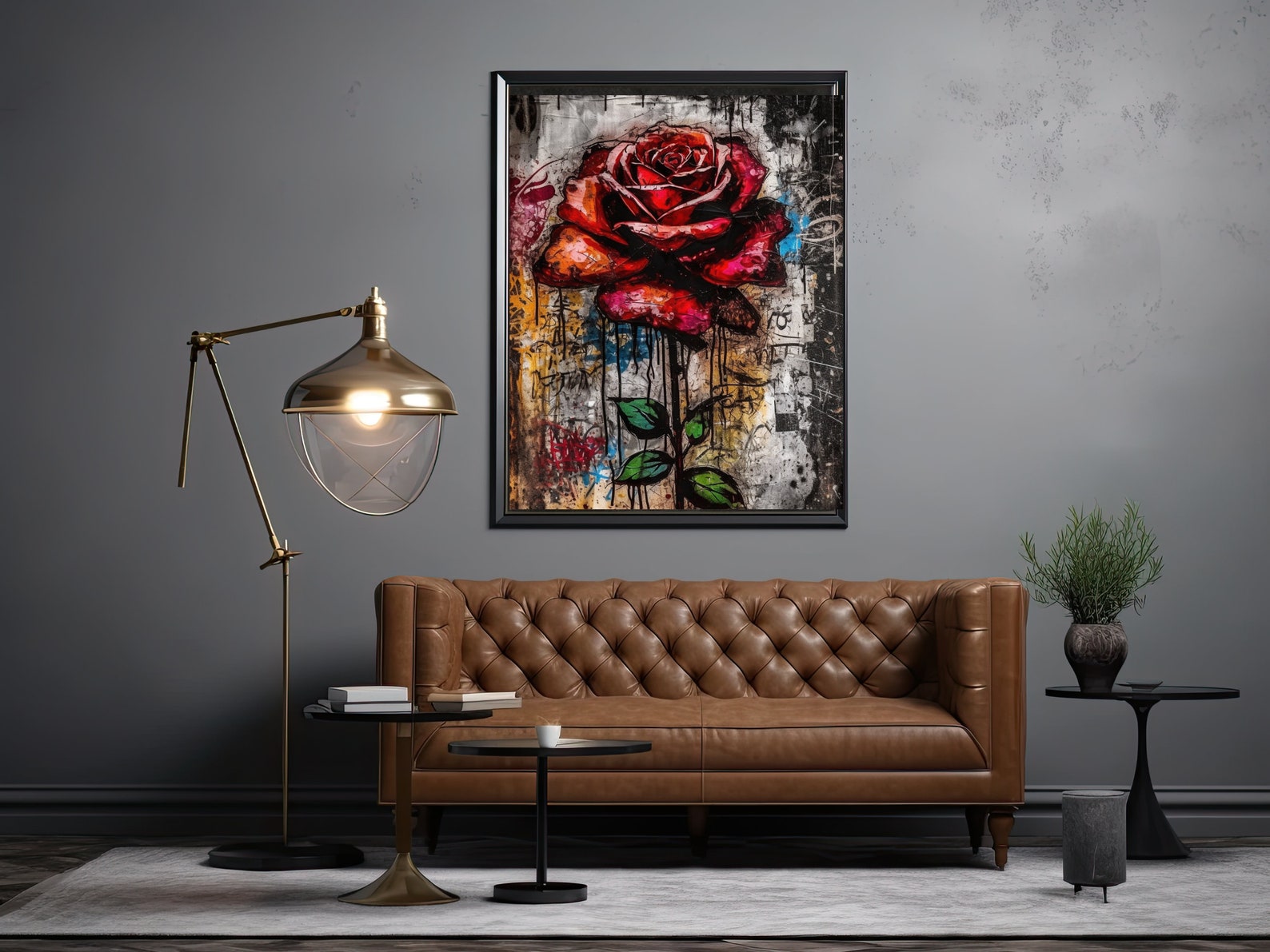 Red Rose Graffiti Wall Art Digital Download Colorful Rose - Etsy