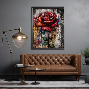 Red Rose Graffiti Wall Art Digital Download Colorful Rose - Etsy