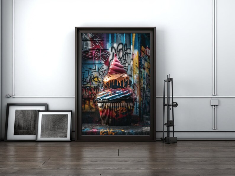 Cupcake Graffiti Wall Art Colorful Cupcake Digital Art - Etsy