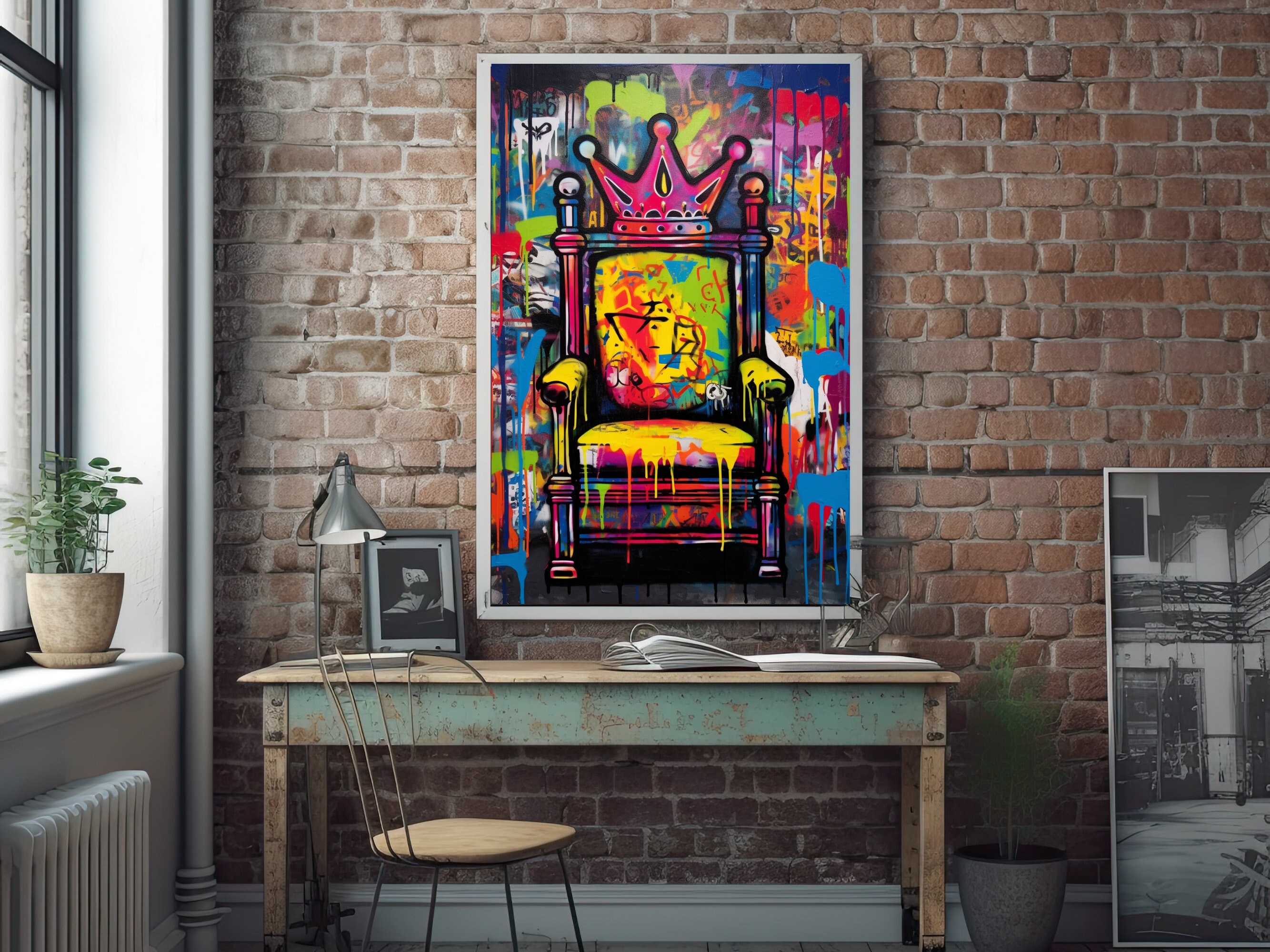 Colorful Throne Graffiti Wall Art Digital Print King Throne - Etsy