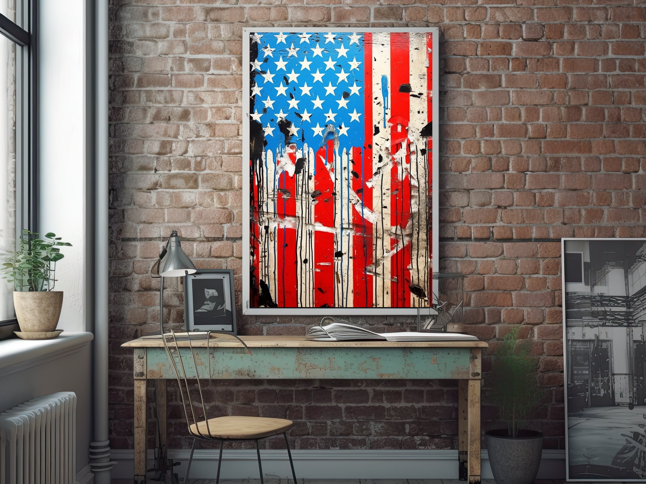 American Flag Graffiti Wall Art Digital Printable USA Flag - Etsy