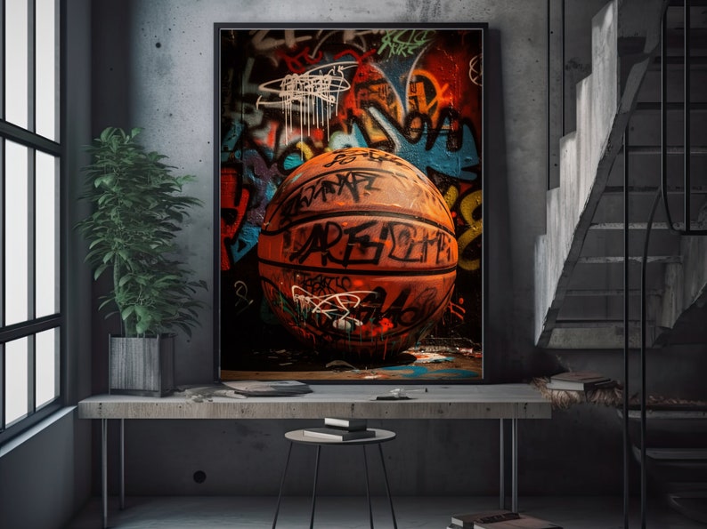 Basketball Graffiti Wall Art, Digital Download, Basketball Art Print ...