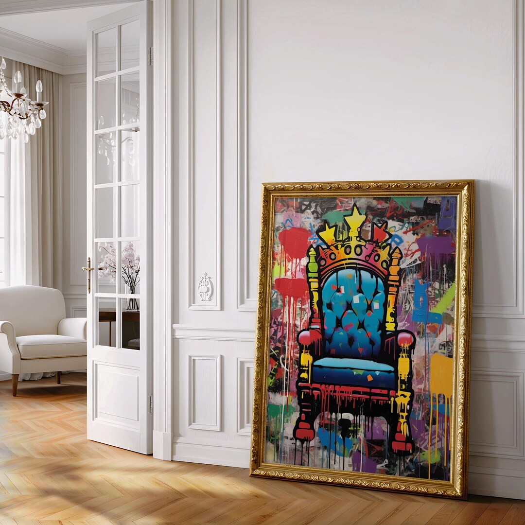 Royal Throne Graffiti Wall Art, Throne Chair Art Print, Modern, Urban ...