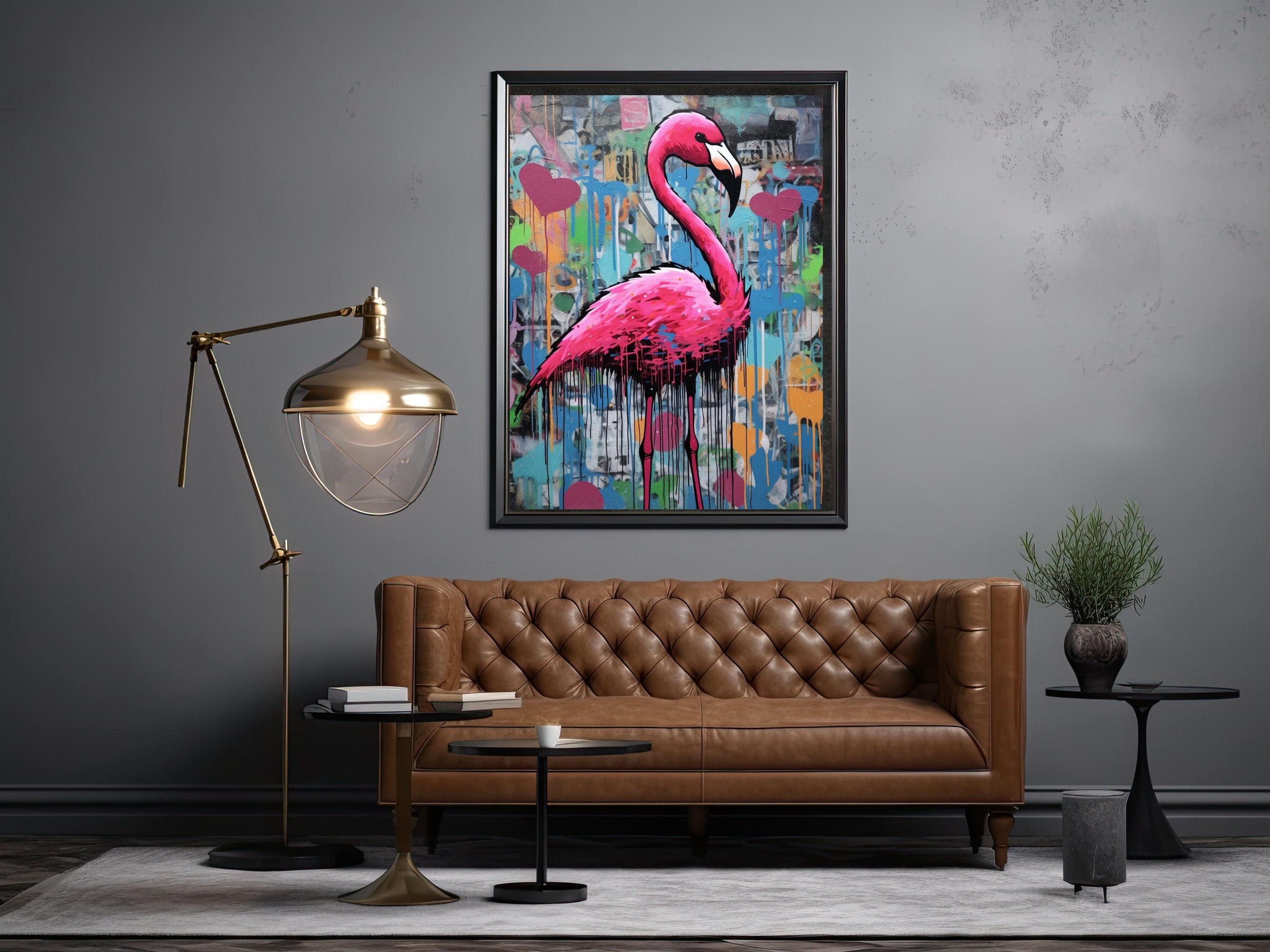 Flamingo Graffiti Wall Art Printable Digital Colorful - Etsy