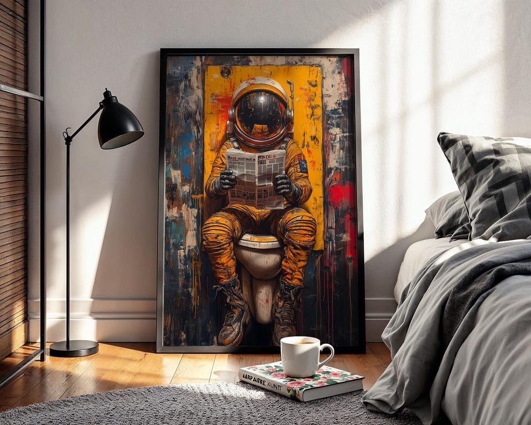 Astronaut Graffiti Wall Art, Street Art Outer Space Print, Astronaut ...