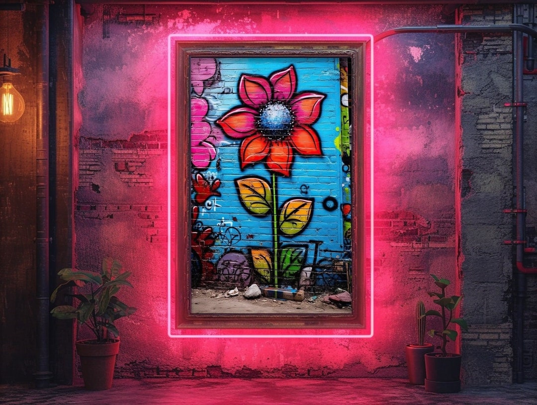 Flower Graffiti Wall Art, Flower Artwork Watercolor Print Painting ...