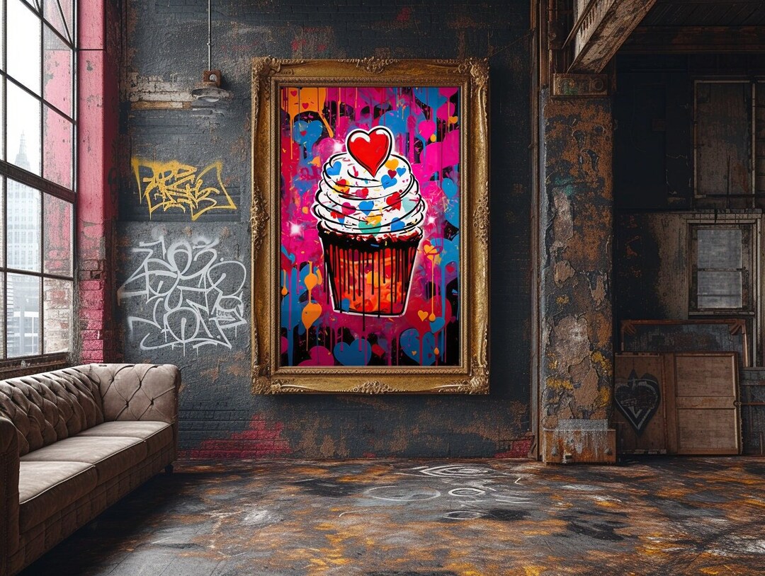 Cupcake Graffiti Wall Art, Digital Download Cupcake Dessert Art Print ...