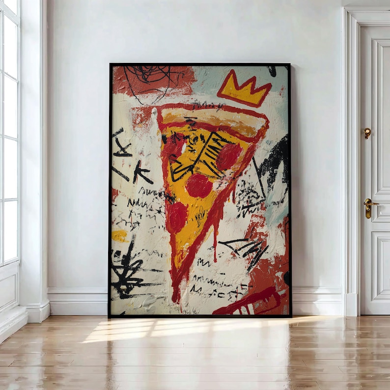 Pizza Slice Graffiti Art Print, Urban Neo-expressionist Style Food ...
