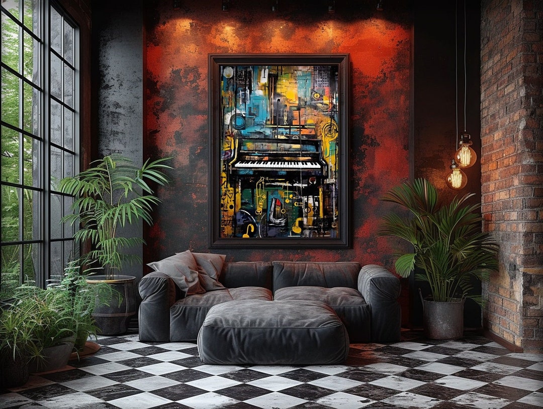 Piano Graffiti Wall Art, Digital Print, Modern Street Art, Musical ...