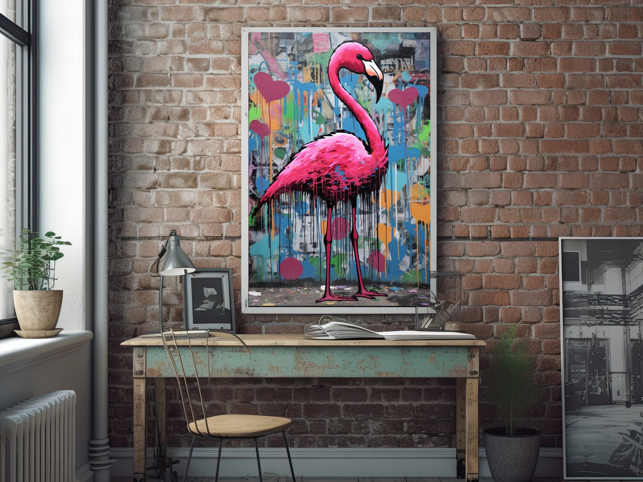 Flamingo Graffiti Wall Art Printable Digital Colorful - Etsy