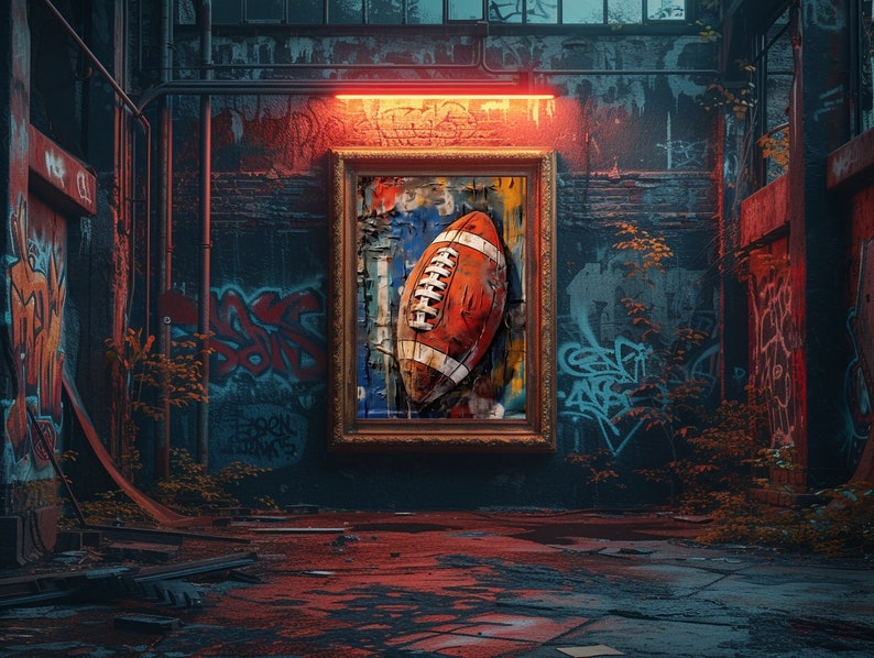 Graffiti Football Art Urban Street Style, Bold American Sports Digital ...