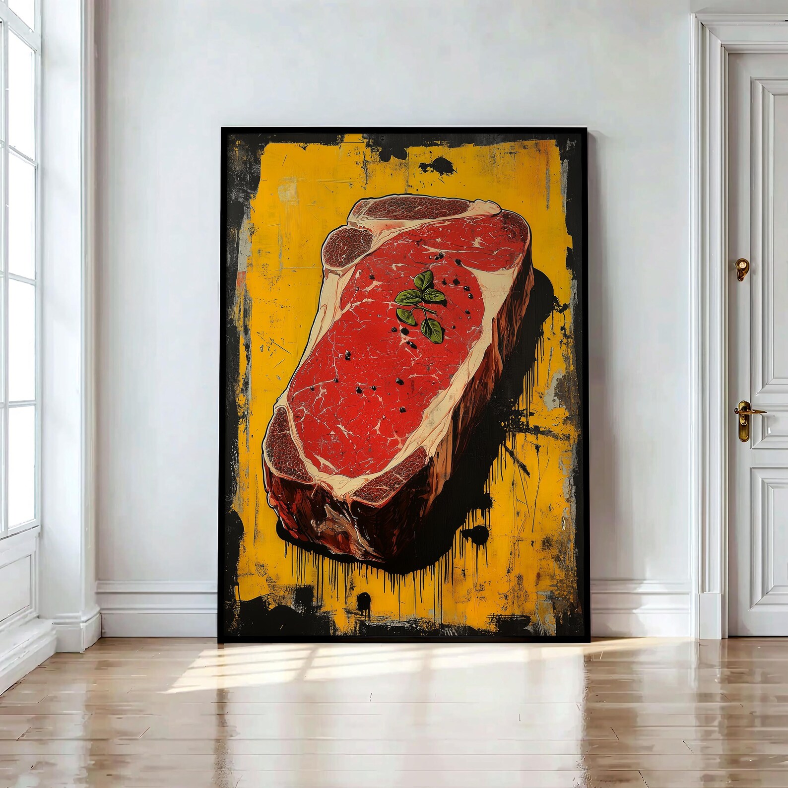 Steak Graffiti Art Print, Bold Urban Wall Decor, Iconic Ribeye Street ...