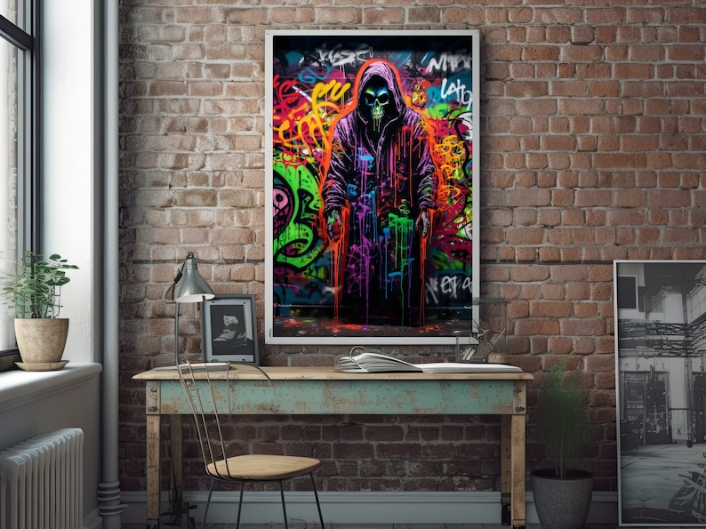 Grim Reaper Graffiti Wall Art Digital Download Print Spooky - Etsy