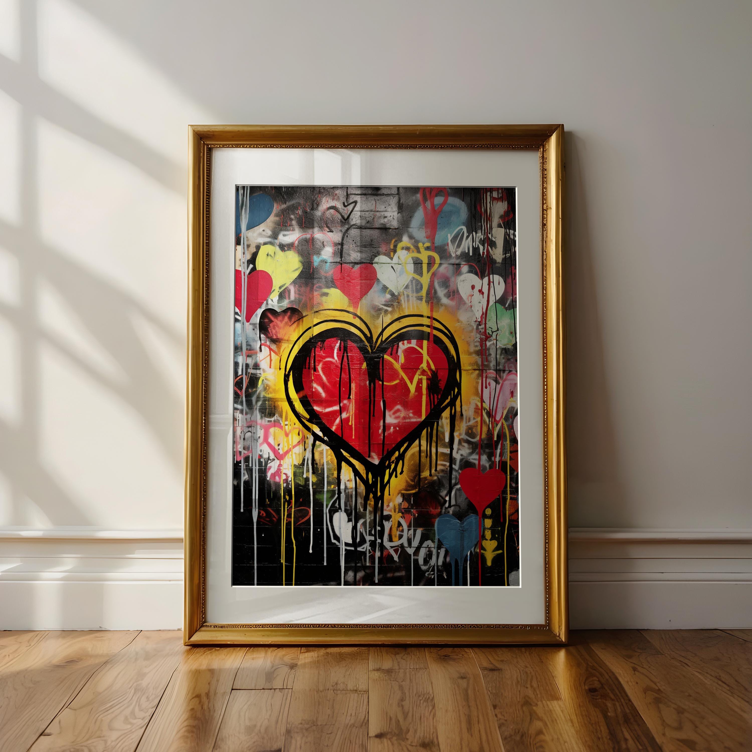 Colorful Urban Heart Wall Art, Graffiti Street Love Print, Modern ...