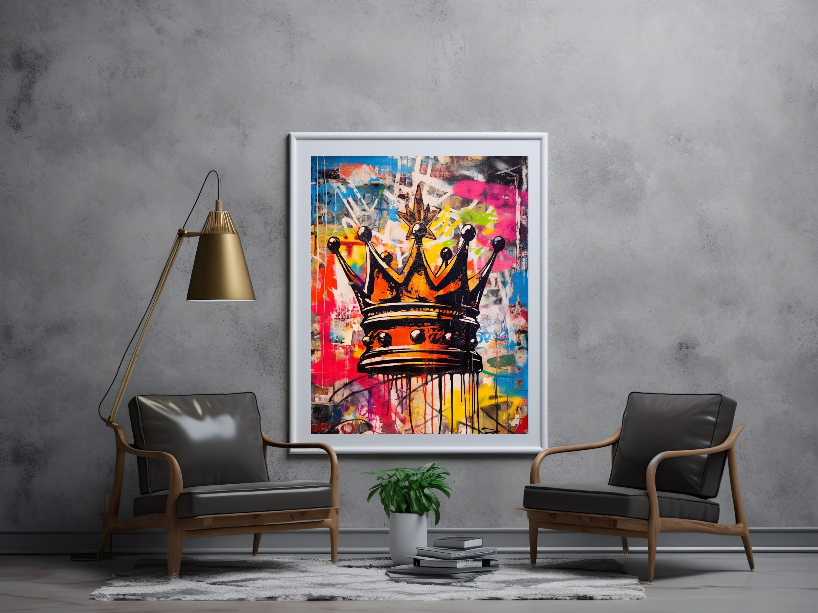 Crown Graffiti Wall Art Digital Download Abstract Royal - Etsy