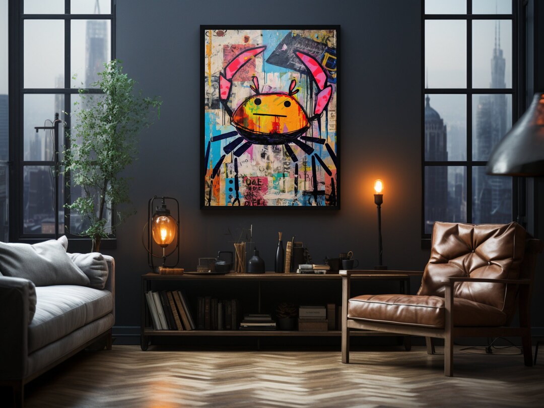 Colorful Crab Street Art Print, Digital Download, Urban Marine Graffiti ...